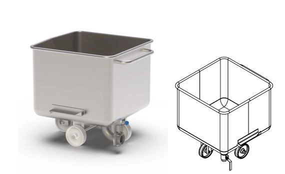 Foodtech vogn eurobin 200L med tappekran - Foodtech